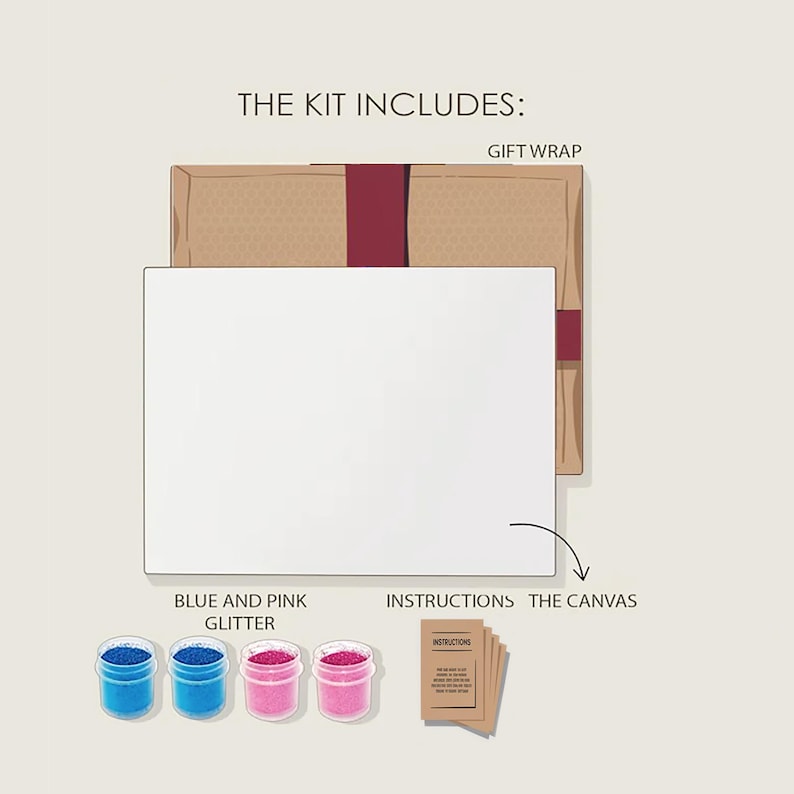 Glitter Gender Reveal Kit Canvas| Gender Party | Method for Babyshow ...
