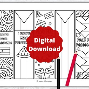 Support Palestine Coloring Bookmarks Printable Bookmarks With I Stand ...