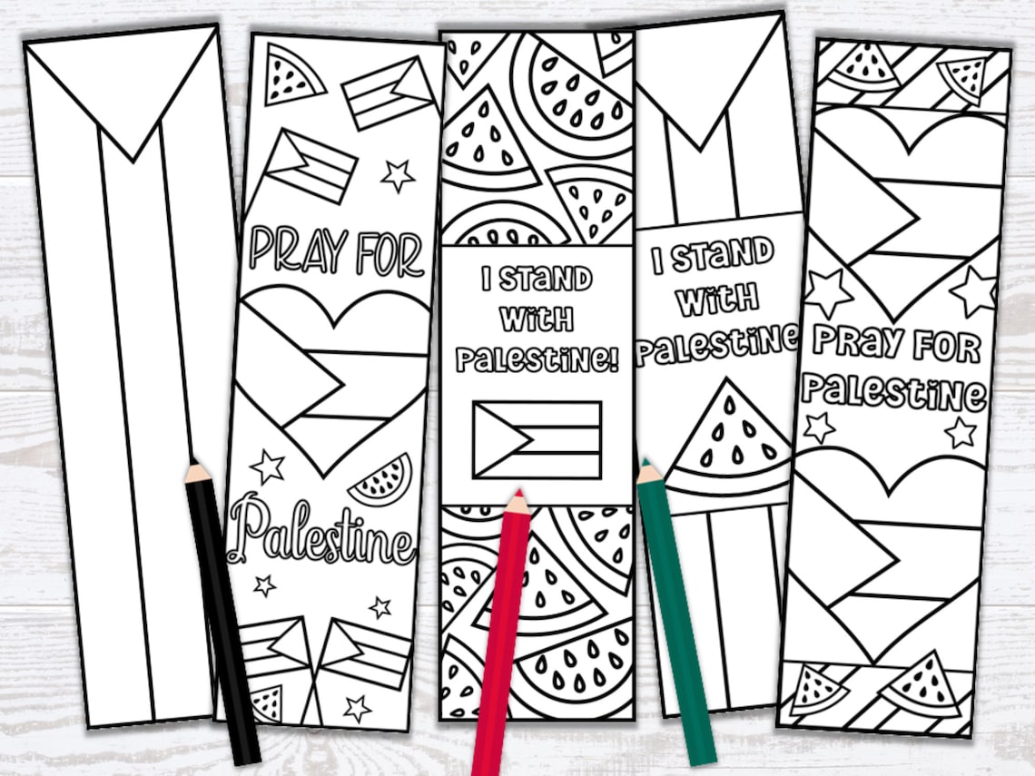Support Palestine Coloring Bookmarks Printable Bookmarks With I Stand ...