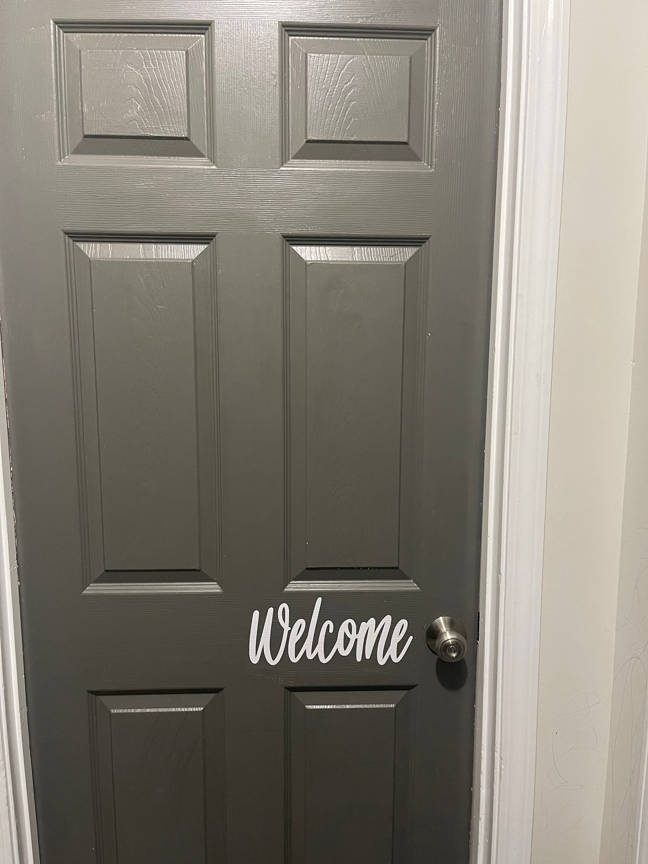 Vinyl Door Decals Linen Door Decal Welcome Door Decal Hello Door Decal ...