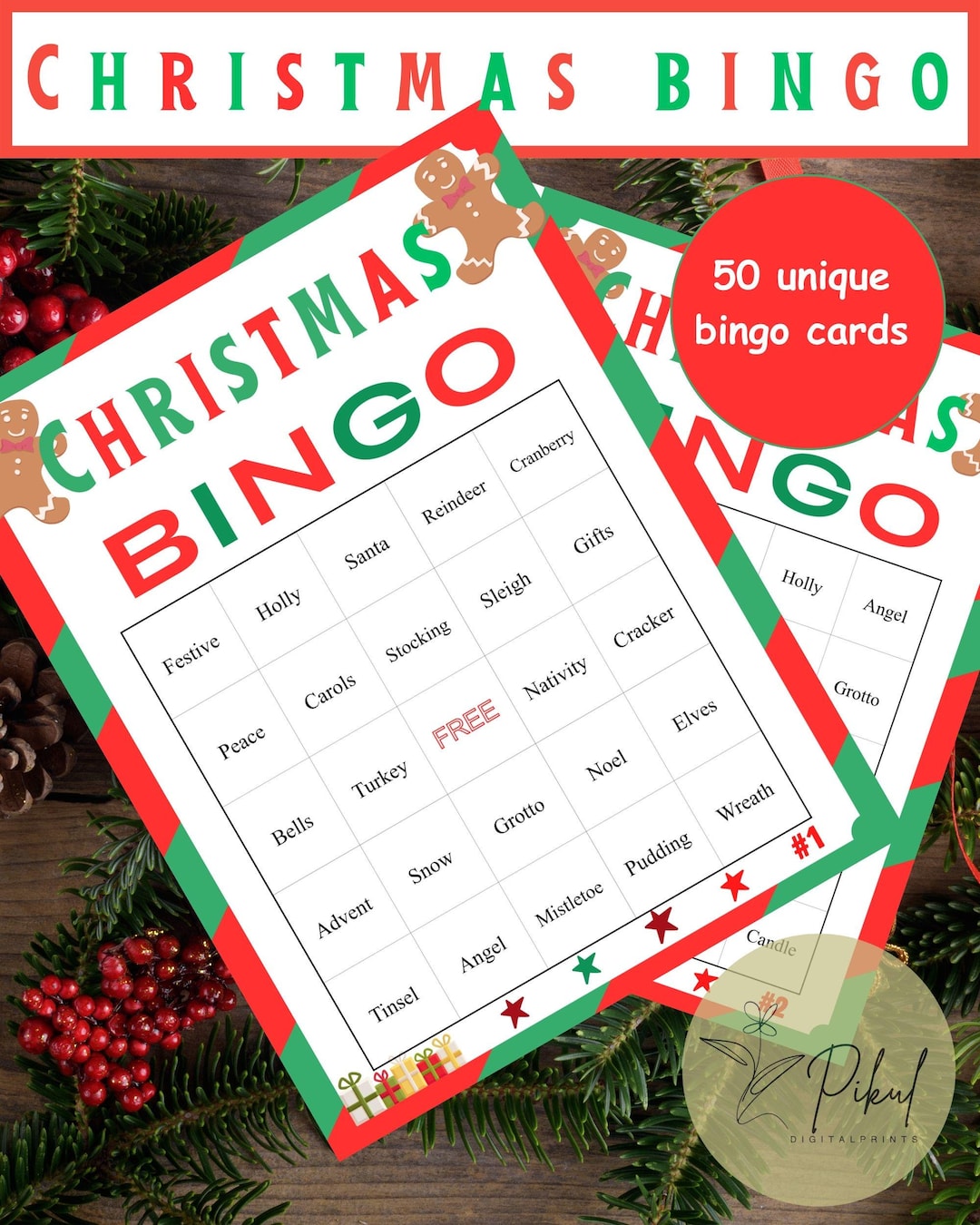 Printable Christmas Bingo, Downloadable Christmas Bingo, Printable ...