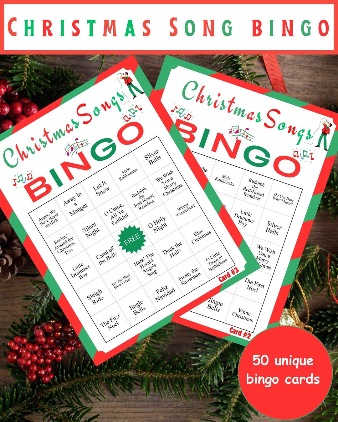 Printable Christmas Song Bingo, Downloadable Christmas Bingo Card ...