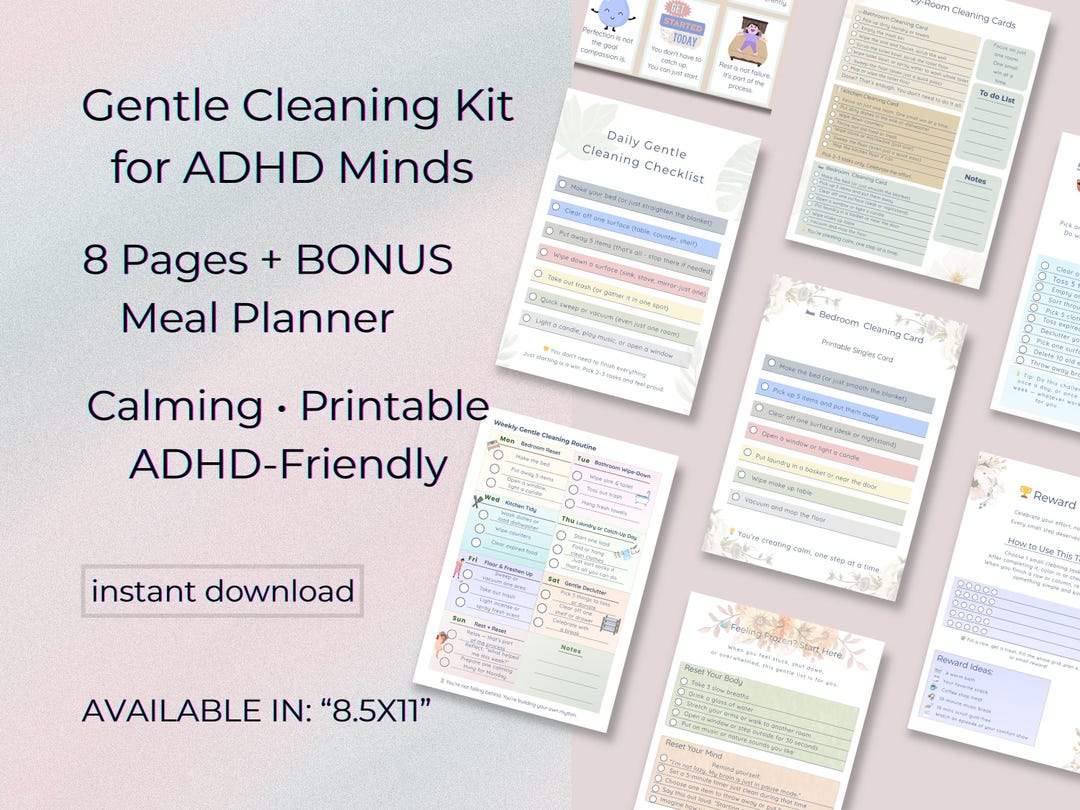 ADHD Cleaning Kit: Gentle Printable Routine, Room-by-room Checklist ...