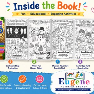 103 Fun & Easy Children's Coloring Book and Activity Pages - Etsy