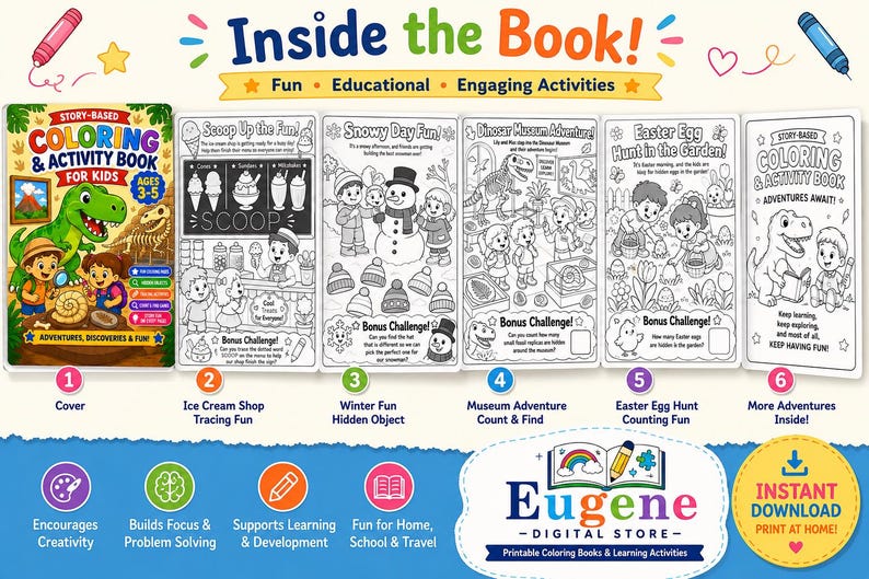 103 Fun & Easy Children's Coloring Book and Activity Pages - Etsy