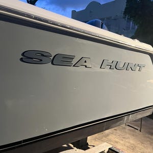 3D Raised Marine “SEA HUNT” 49”L X 2.6”H Modern Boat Logo Decal With 3M ...