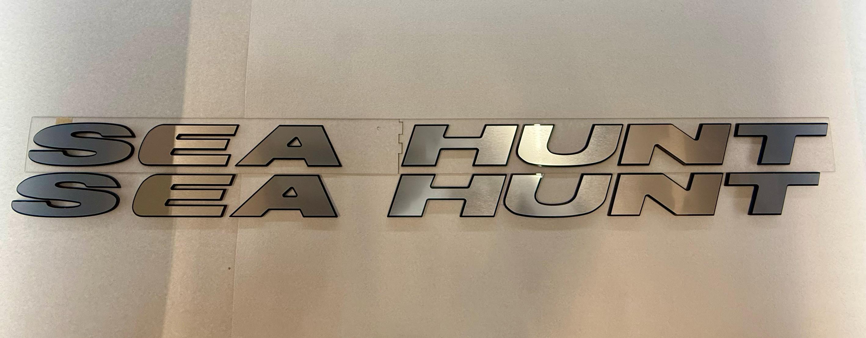 3D Raised Marine “SEA HUNT” 49”L X 2.6”H Modern Boat Logo Decal With 3M ...
