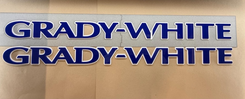3D Raised Marine “GRADY-WHITE” 42.375”L X 3.4”H Modern Boat Logo Decal ...