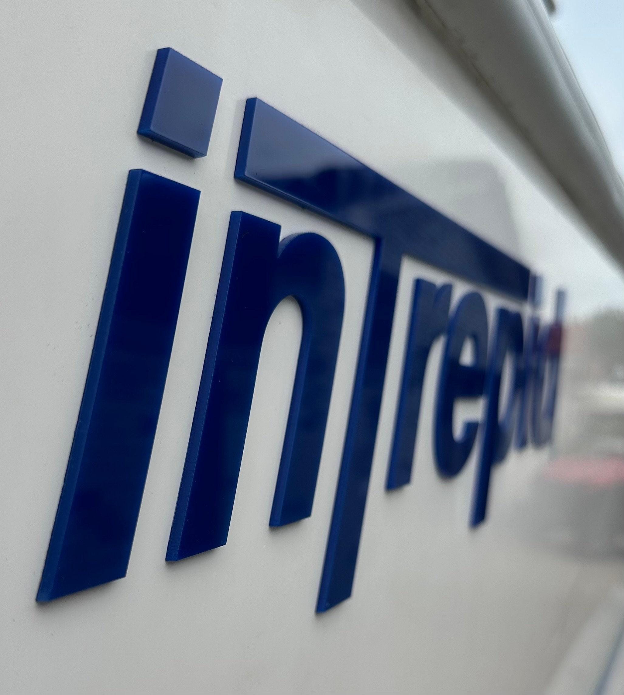 3D Raised Marine “INTREPID” 23”L X 5.7”H Modern Boat Logo Decal With 3M ...