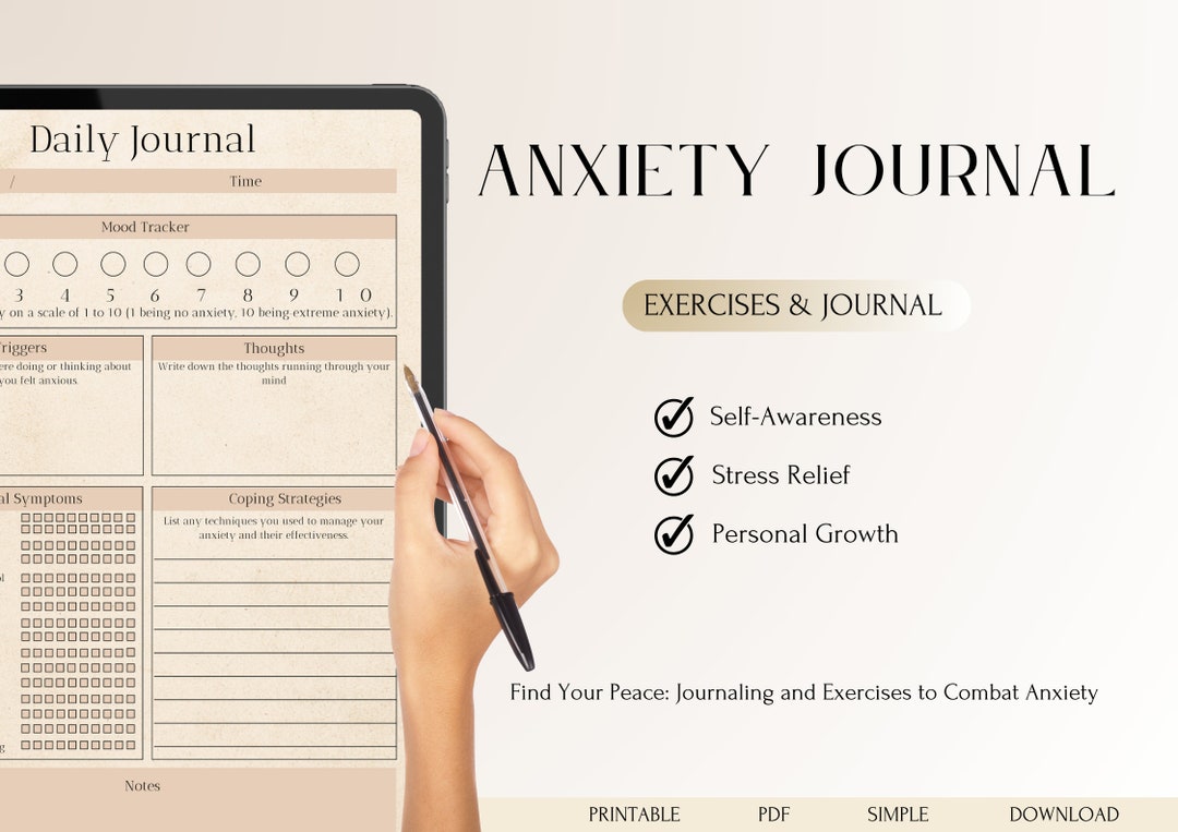 Printable Aesthetic Anxiety Journal | Self Care Workbook for Shadow ...