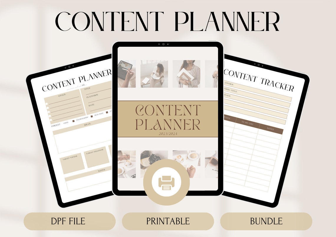 Beige Content Planner Printable Content Calendar, Social Media Planner ...