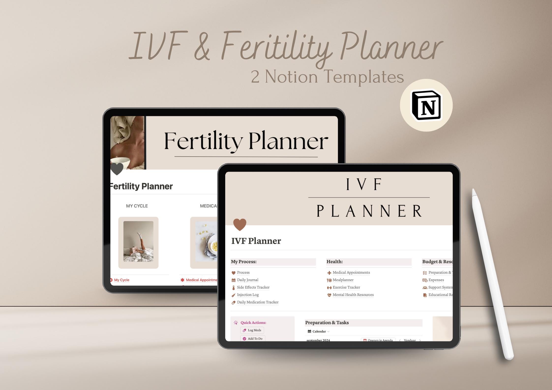 Fertility & IVF Planner Notion Templates bill and Medical Tracker, Bill ...