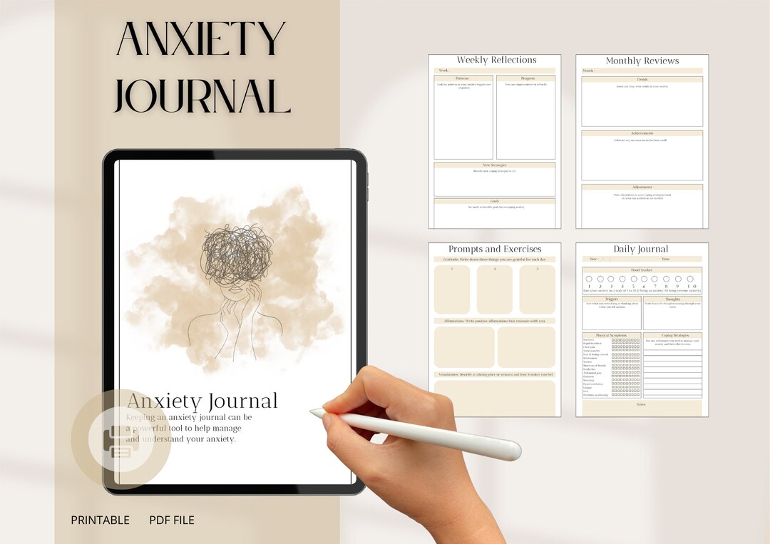 Anxiety Journal Printable Mental Health Journal Therapy Journal Anxiety ...