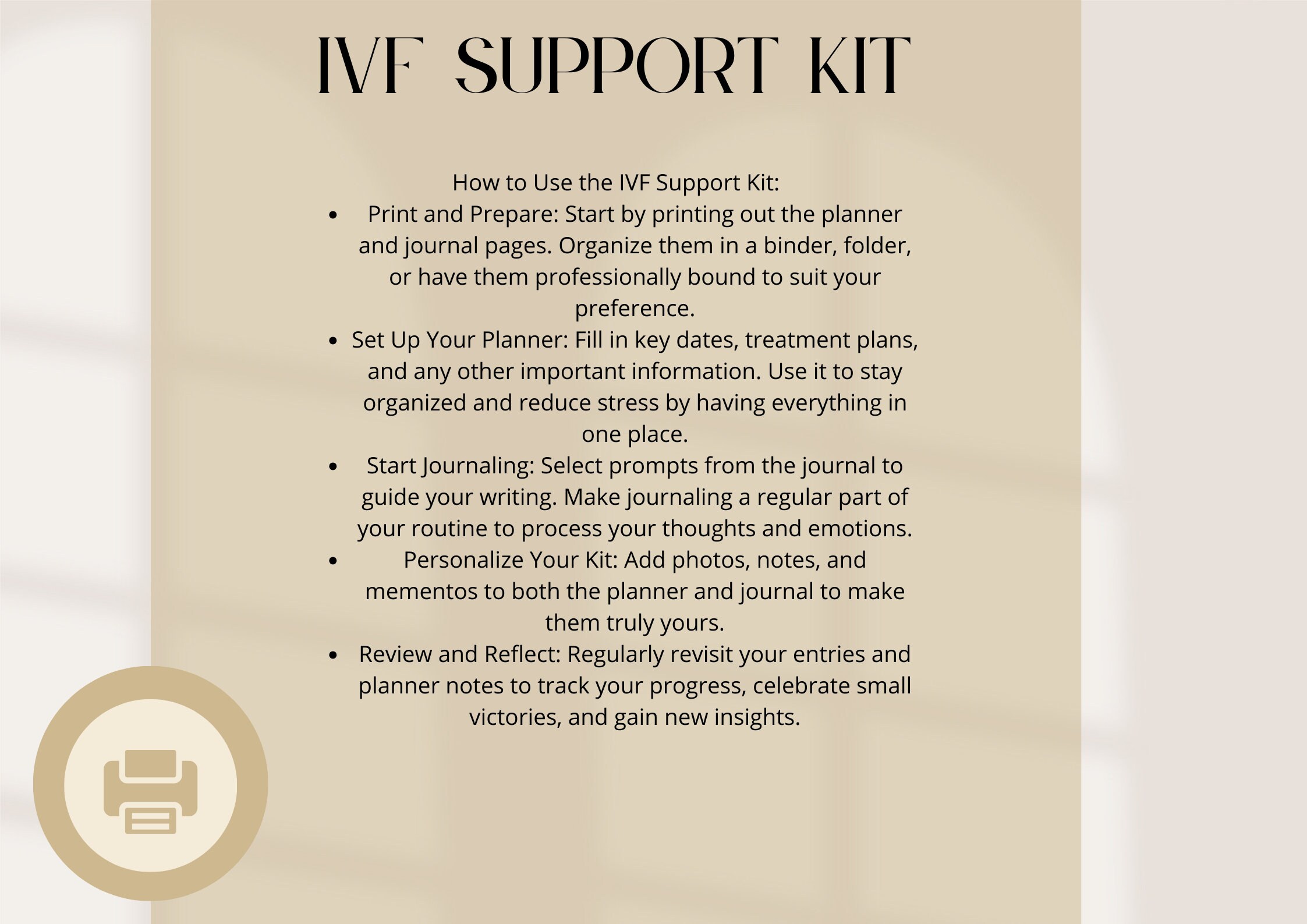 Pink Printable IVF Support Kit IVF Planner & IVF Journal With 50 ...