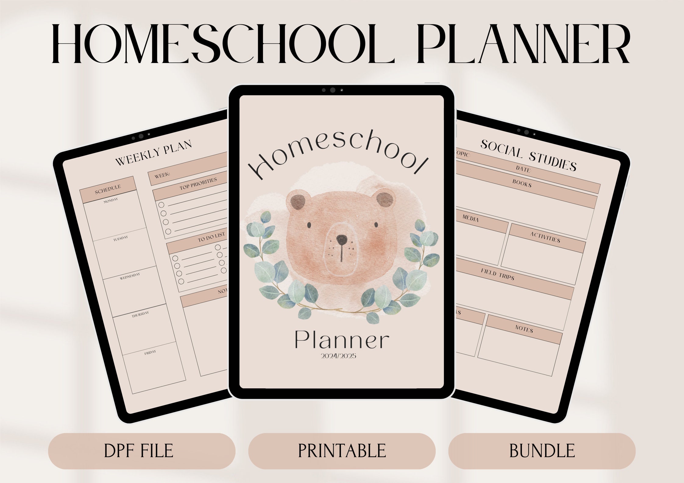 Cute Pink Homeschool Planner Bundle | Printable Schedules, Field Trip ...