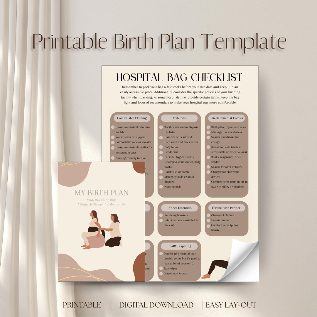 Birth Preparation Plan Template for Stress-free Natural Labor & Smooth ...