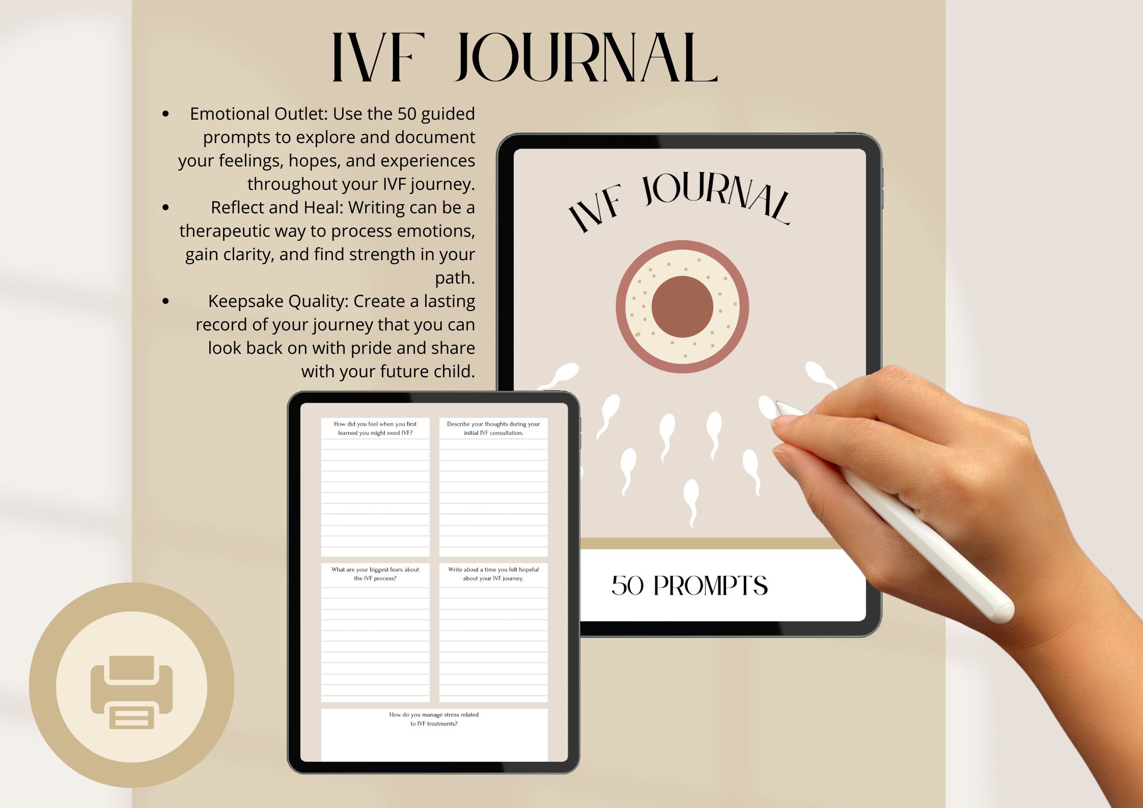 Pink Printable IVF Support Kit IVF Planner & IVF Journal With 50 ...