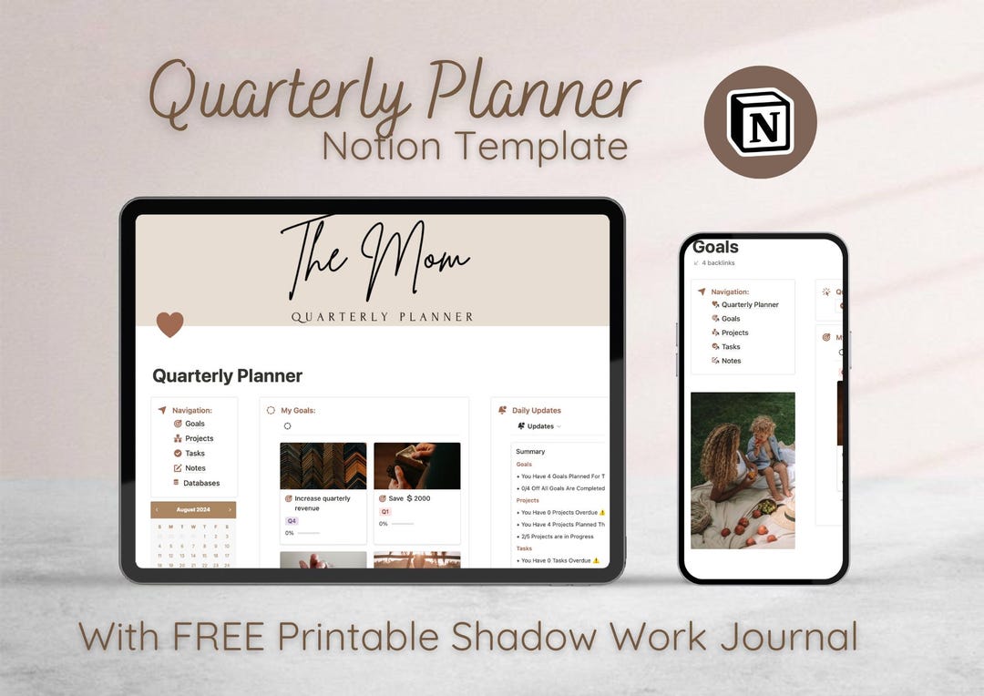 New Notion Digital Quarterly Planner Notion Template Goal Tracker ...