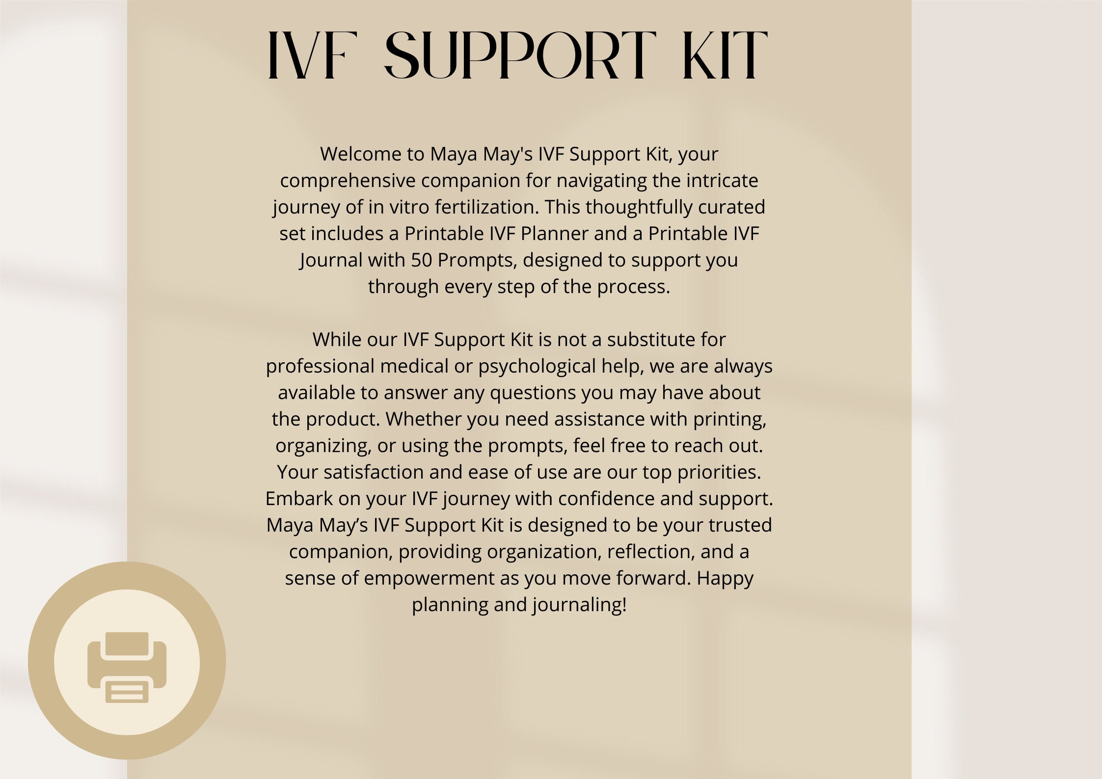 Pink Printable IVF Support Kit IVF Planner & IVF Journal With 50 ...