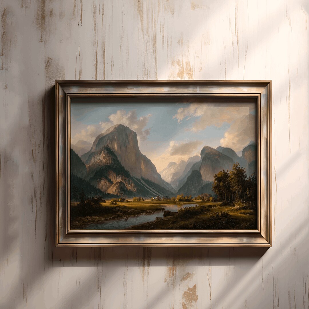 Vintage Mountain Landscape, Printable Vintage Nature Art for Nature ...