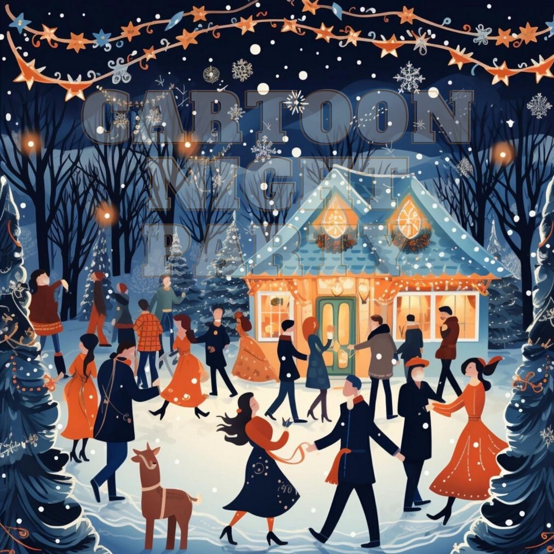 Cartoon Night Party Clipart 13 High-quality JPG - Etsy