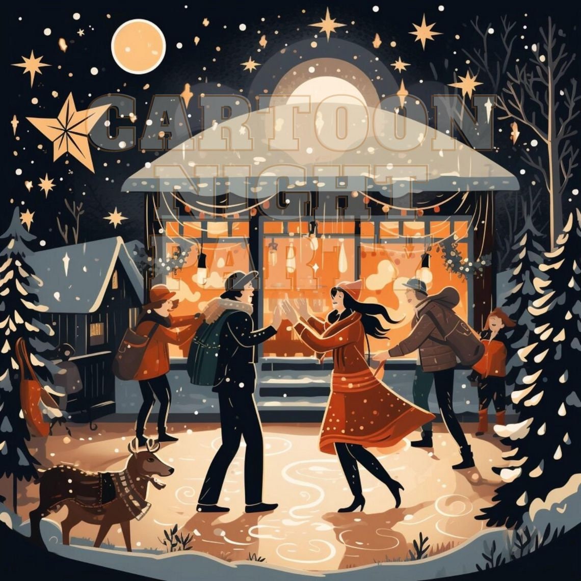 Cartoon Night Party Clipart 13 High-quality JPG - Etsy