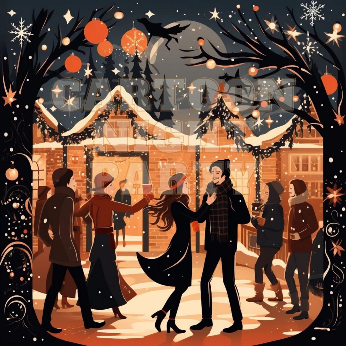 Cartoon Night Party Clipart - 13 High-quality JPG - Etsy