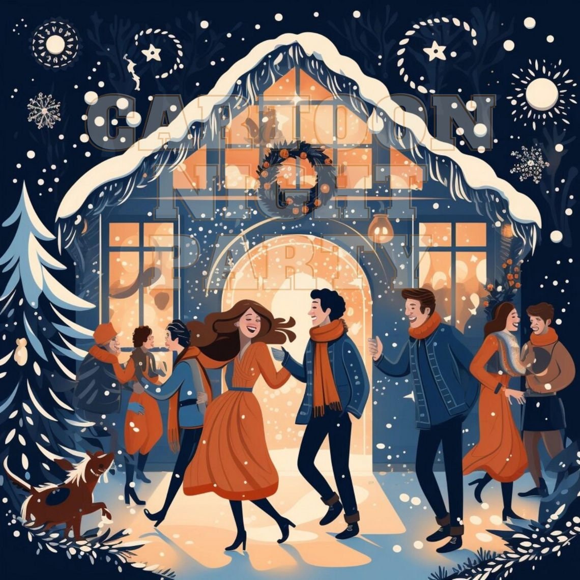 Cartoon Night Party Clipart 13 High-quality JPG - Etsy