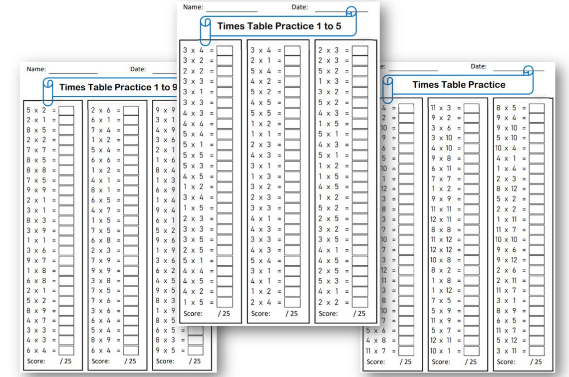 Times Table Worksheets - Printables - Multiplication Practice - Etsy