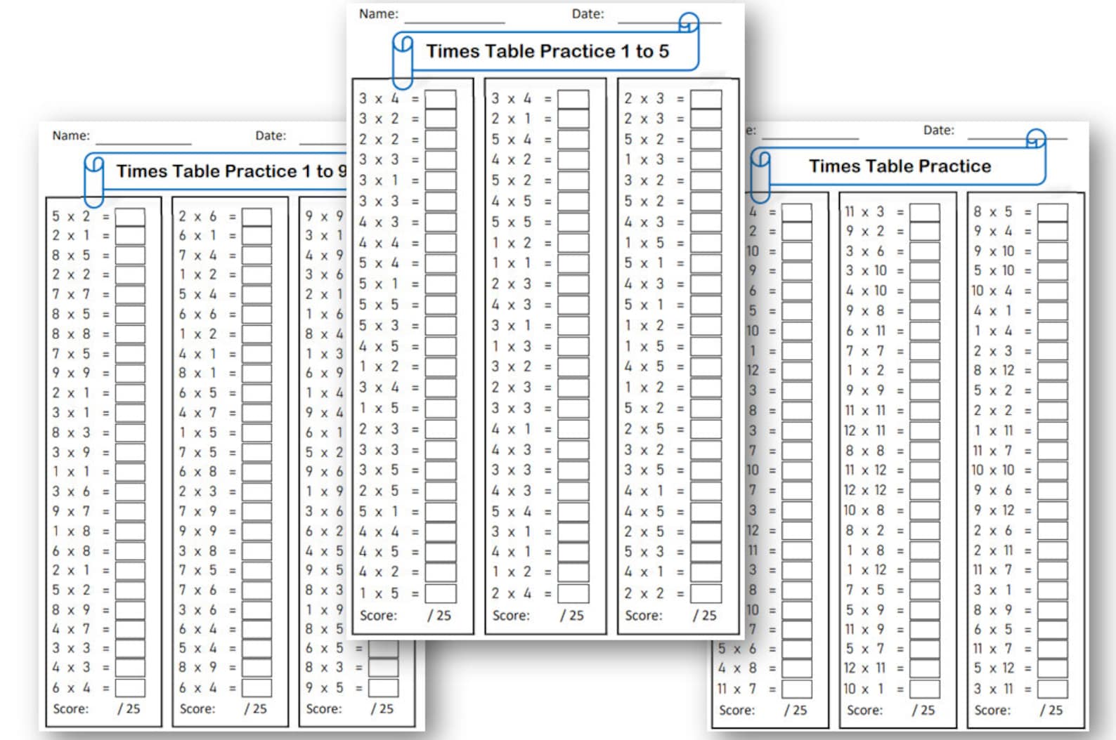 Times Table Worksheets - Printables - Multiplication Practice - Etsy