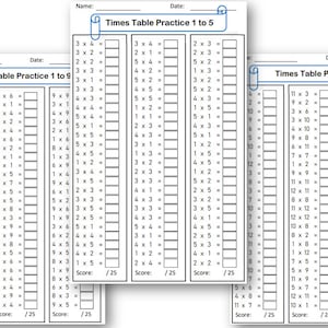 Times Table Worksheets - Printables - Multiplication Practice - Etsy