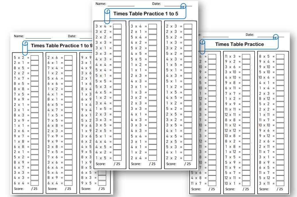Times Table Worksheets - Printables - Multiplication Practice - Etsy