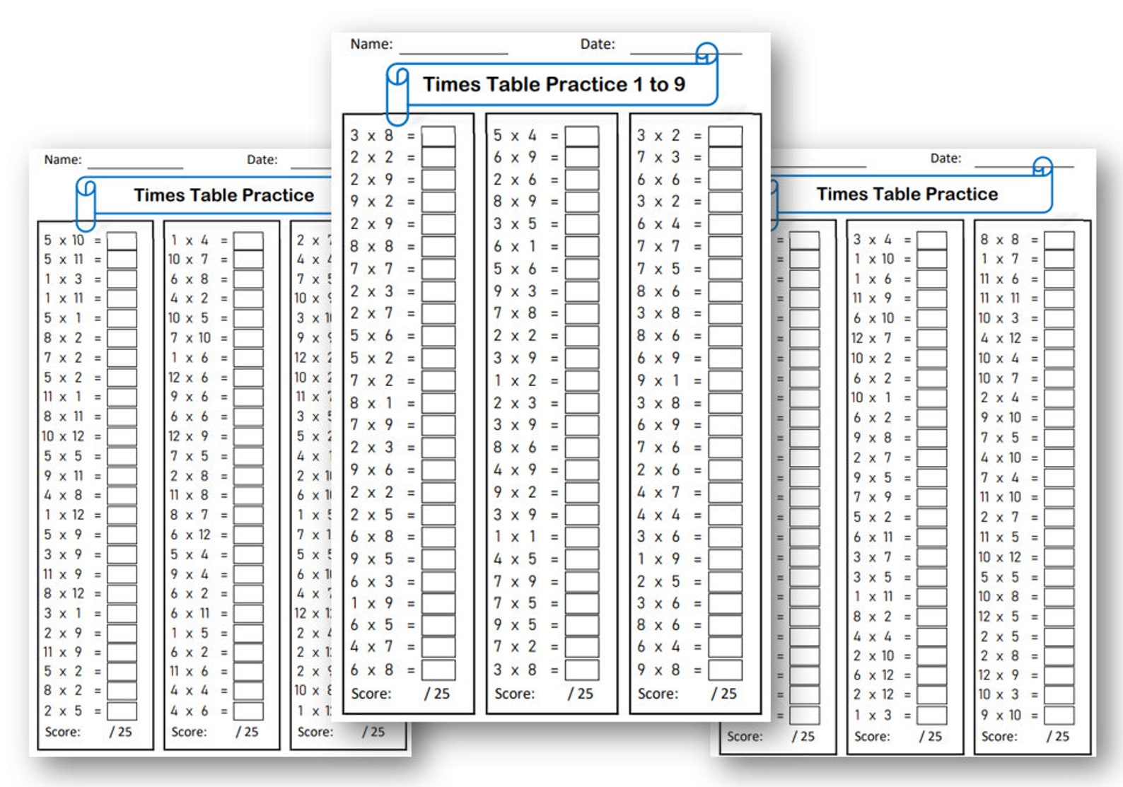 Times Table Worksheets - Printables - Multiplication Practice - Etsy