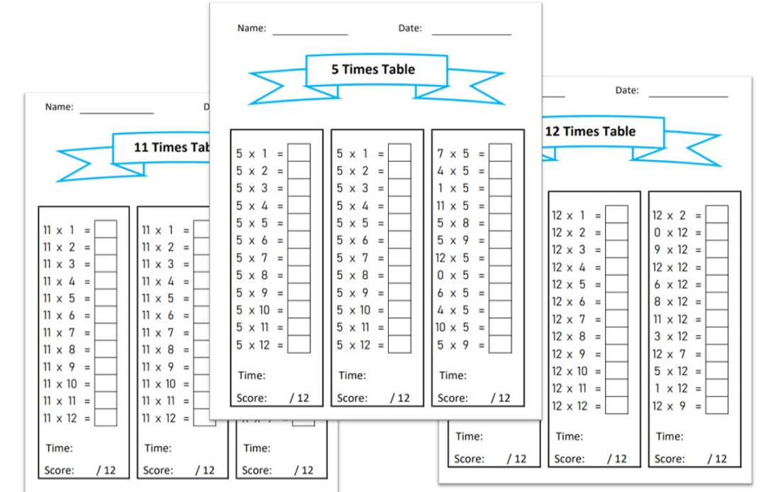 Times Table Practice Worksheets - Multiplication Basics, 22 Times Table ...