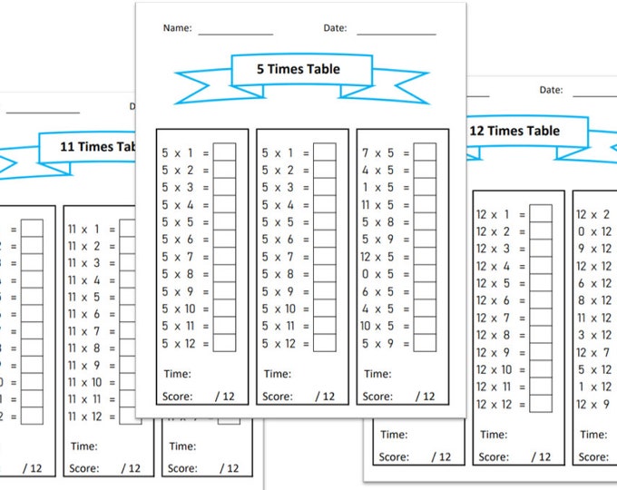 Times Table Practice Worksheets - Multiplication Basics, 22 Times Table ...