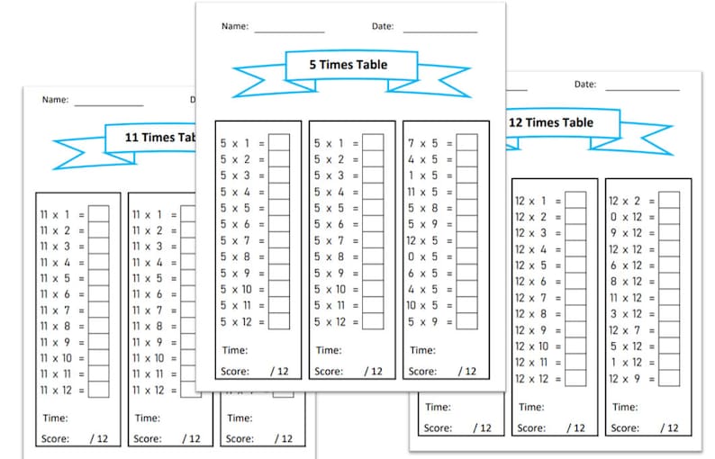 Times Table Practice Worksheets - Multiplication Basics, 22 Times Table ...