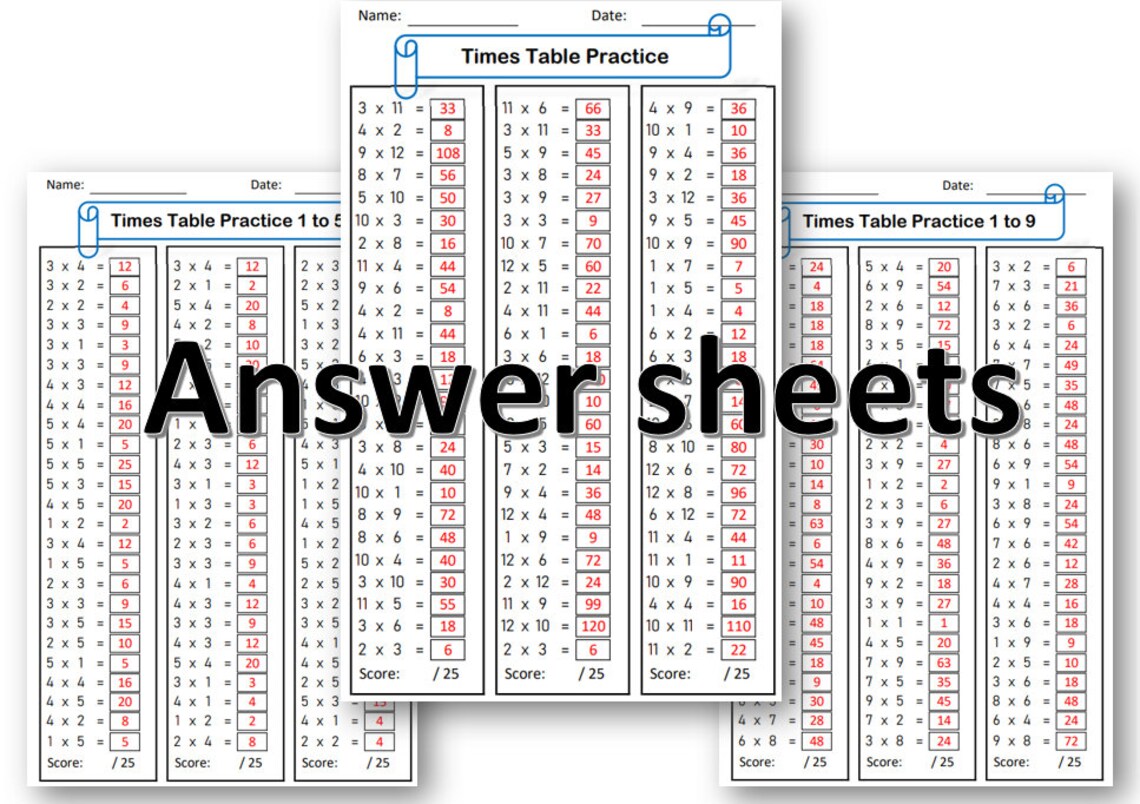 Times Table Worksheets - Printables - Multiplication Practice - Etsy