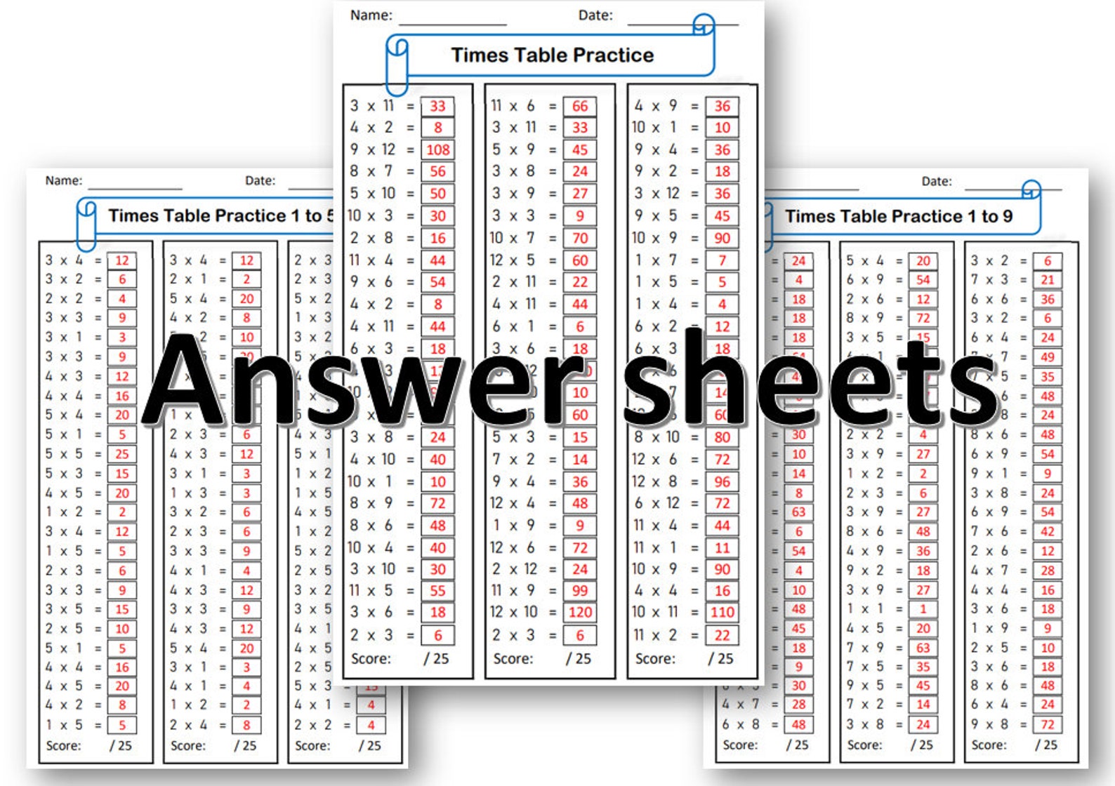 Times Table Worksheets - Printables - Multiplication Practice - Etsy