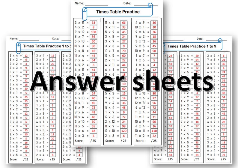 Times Table Worksheets - Printables - Multiplication Practice - Etsy