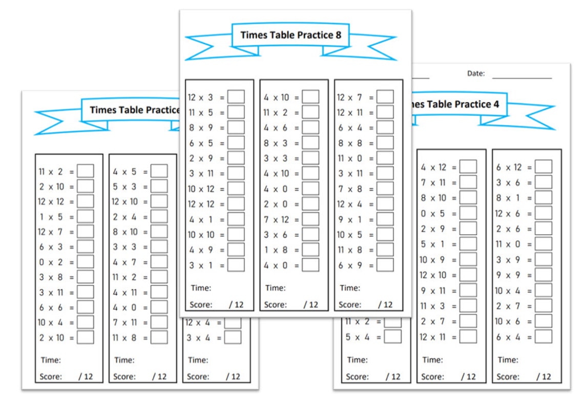 Times Table Practice Worksheets - Multiplication Basics, 22 Times Table ...