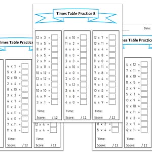 Times Table Practice Worksheets - Multiplication Basics, 22 Times Table ...