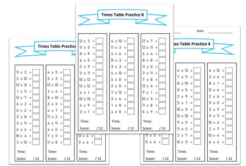 Times Table Practice Worksheets - Multiplication Basics, 22 Times Table ...