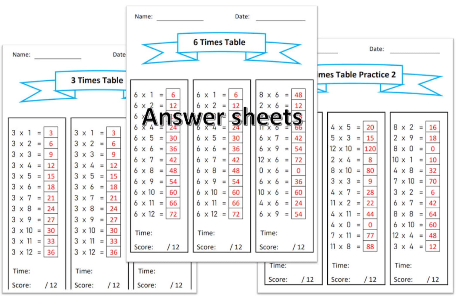 Times Table Practice Worksheets - Multiplication Basics, 22 Times Table ...