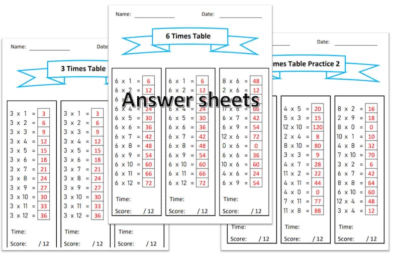 Times Table Practice Worksheets - Multiplication Basics, 22 Times Table ...