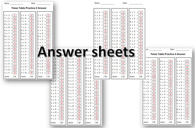 Times Table Worksheets With Answer - Printable - Multiplication ...