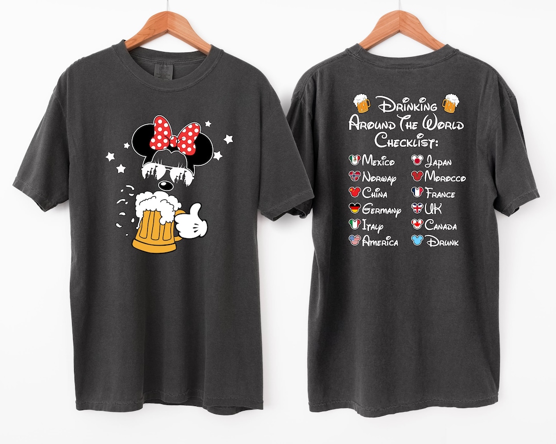 Mickey Minnie Drinking Around the World Comfort Colors T-shirt - Etsy