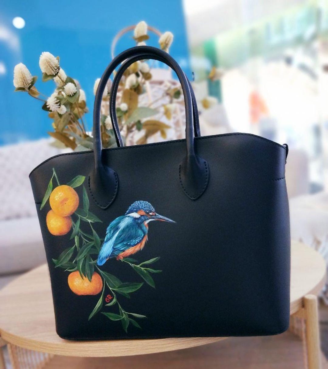 Hand Painted Customized Tote Bag Handmade Leather Bag Custom Made ...