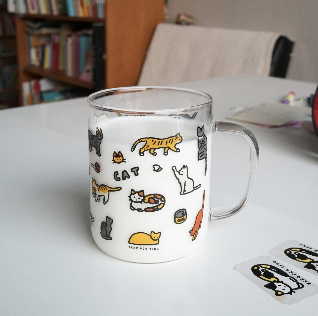 Playful Cats Glass Cup With Handle 14oz - Mugs Featuring Different Cat ...