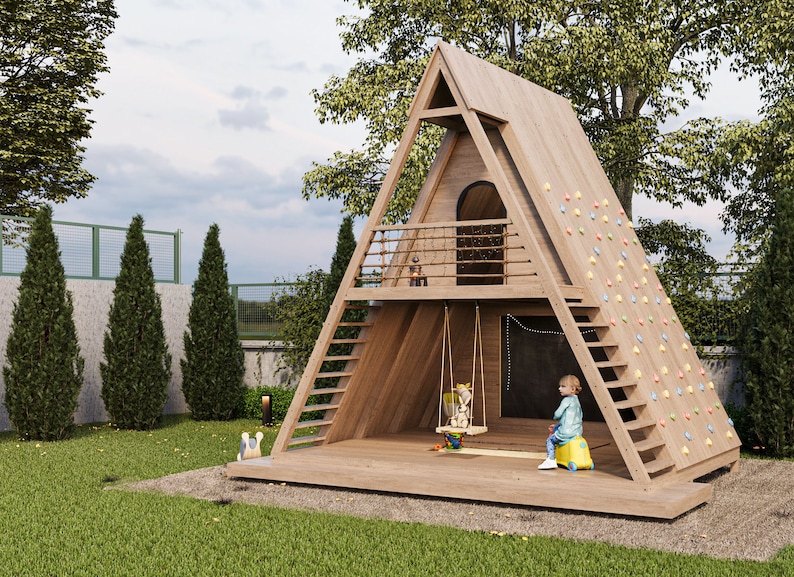 TRIANGLE PLAYHOUSE PLAN. Playhouse Plans for Kids, Architecture Wooden ...