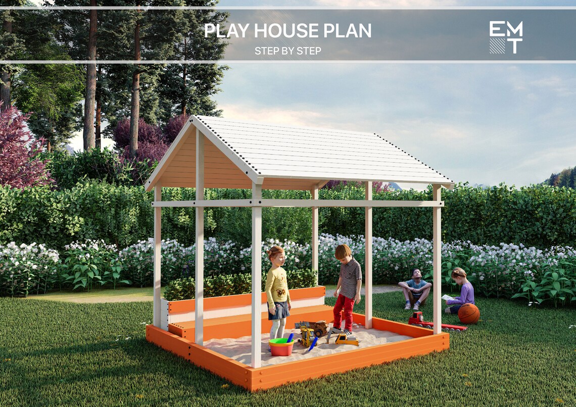 Triangle Playhouse Plan. Playhouse Plans With Sandbox for Kids ...